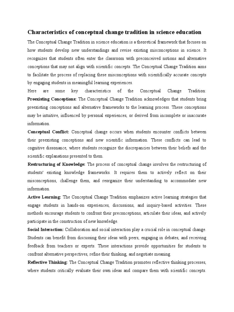 Characteristics of Conceptual Change Tradition in Science Education ...