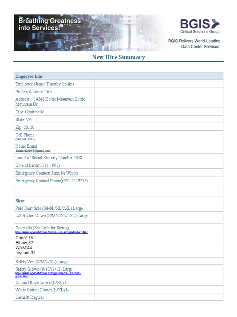 New Hire Summary: Employee Info | PDF | Politics