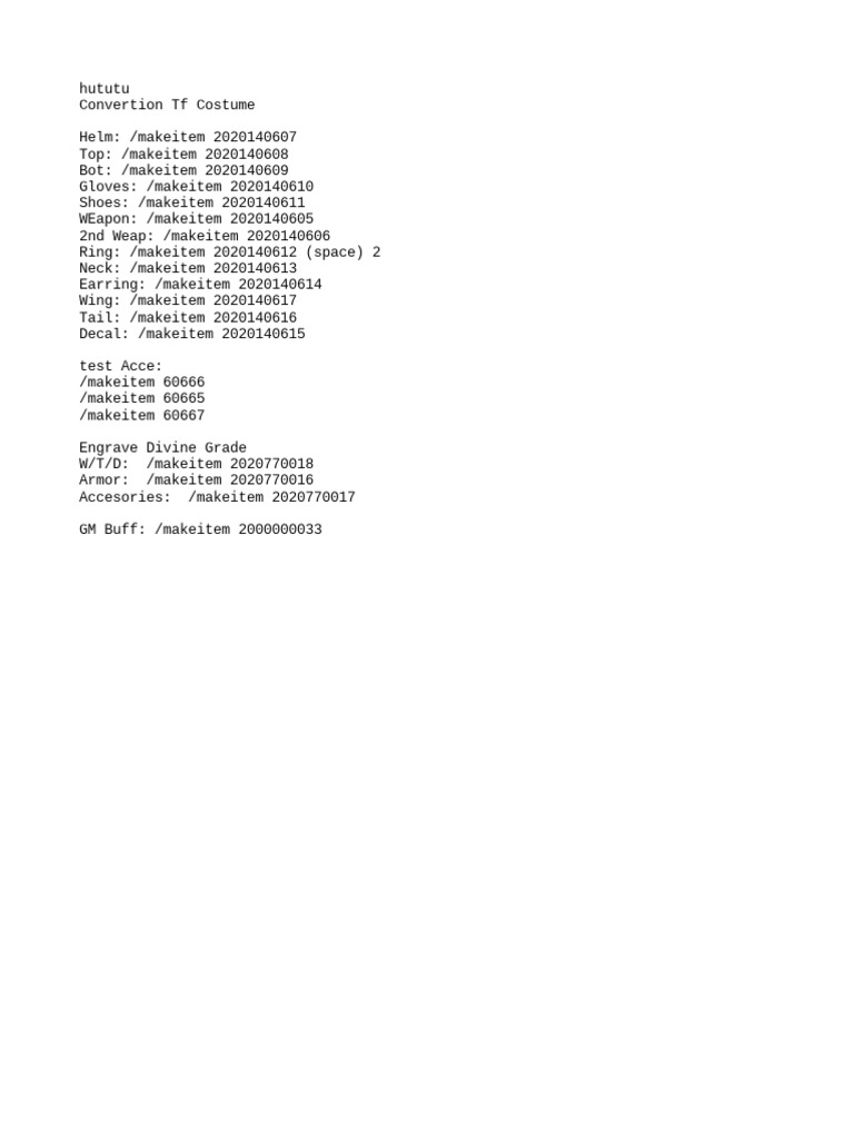 Code TF Costume | PDF