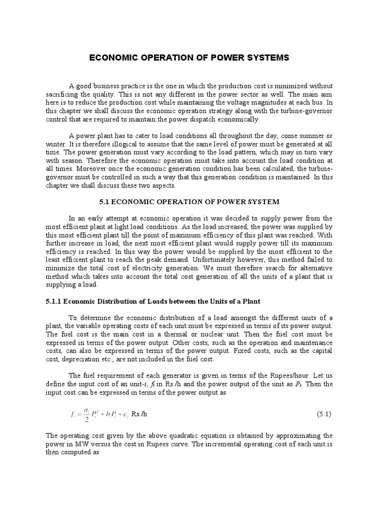 Economic Operation of Power Systems | PDF | Torque | Marginal Cost