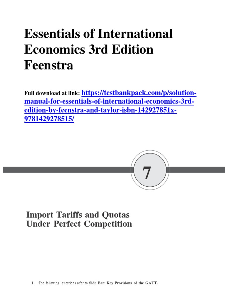 Essentials of International Economics | PDF | Most Favoured Nation | Tariff