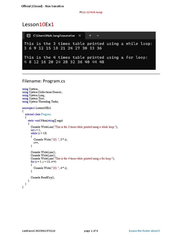 Lesson10 - Exercises (PS11-12 Hoh Jungi) | PDF