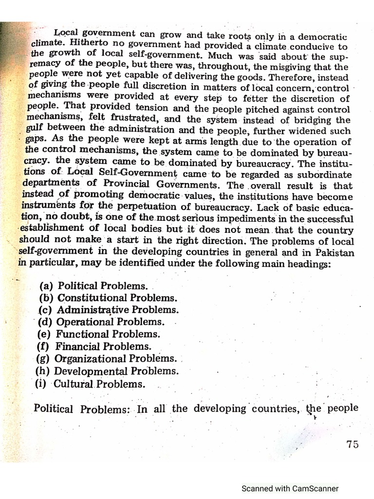 Problems of Local Self Government | PDF