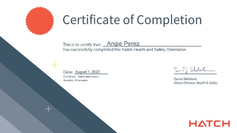 2023 08 01 Hatch Health and Safety Orientation Perez | PDF