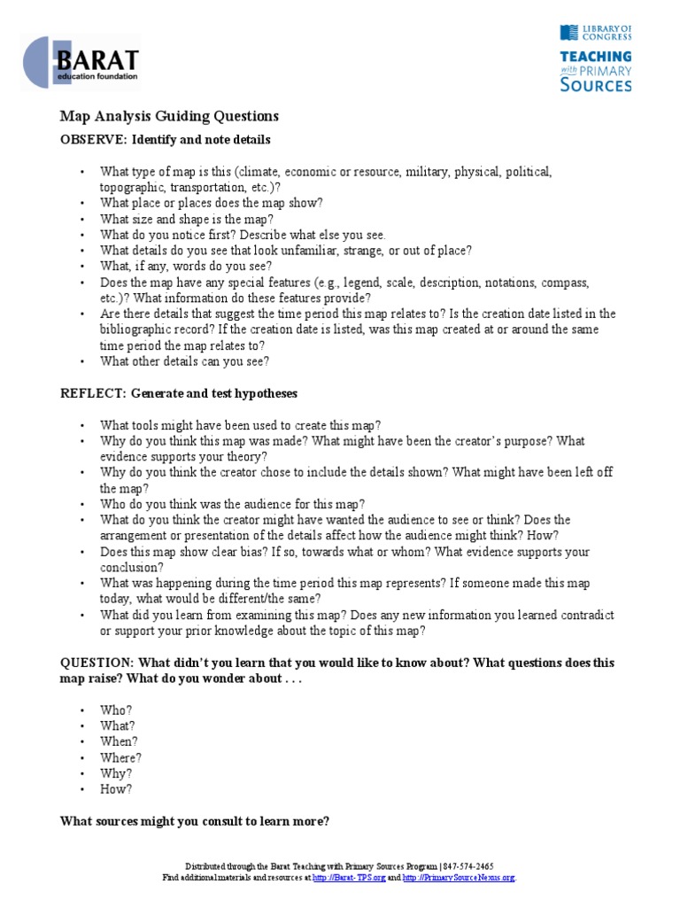 Map Analysis Guiding Questions | PDF