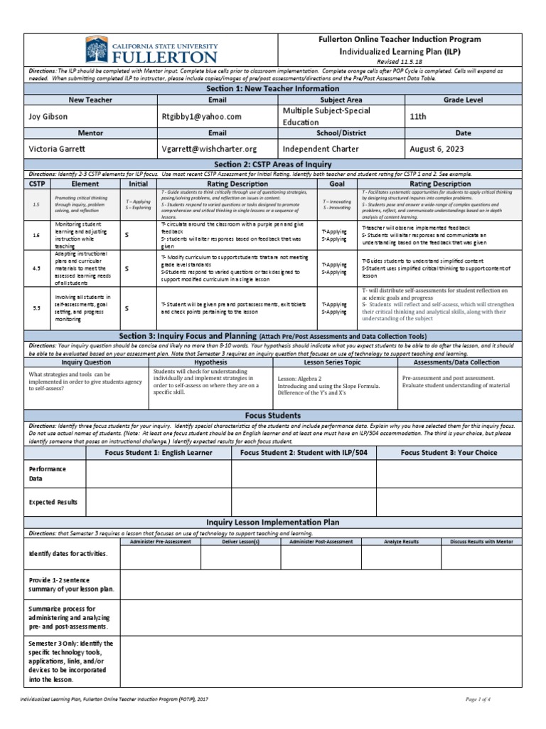 Ilp Form | PDF