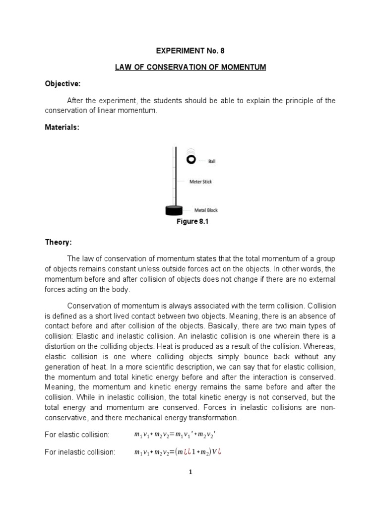 Expt. No. 8 Momentum | PDF