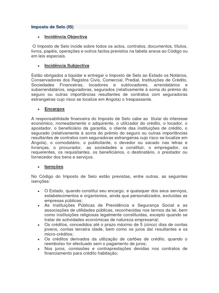 Tipos de Impostos | PDF | Imposto sobre Valor Agregado (IVA) | Impostos