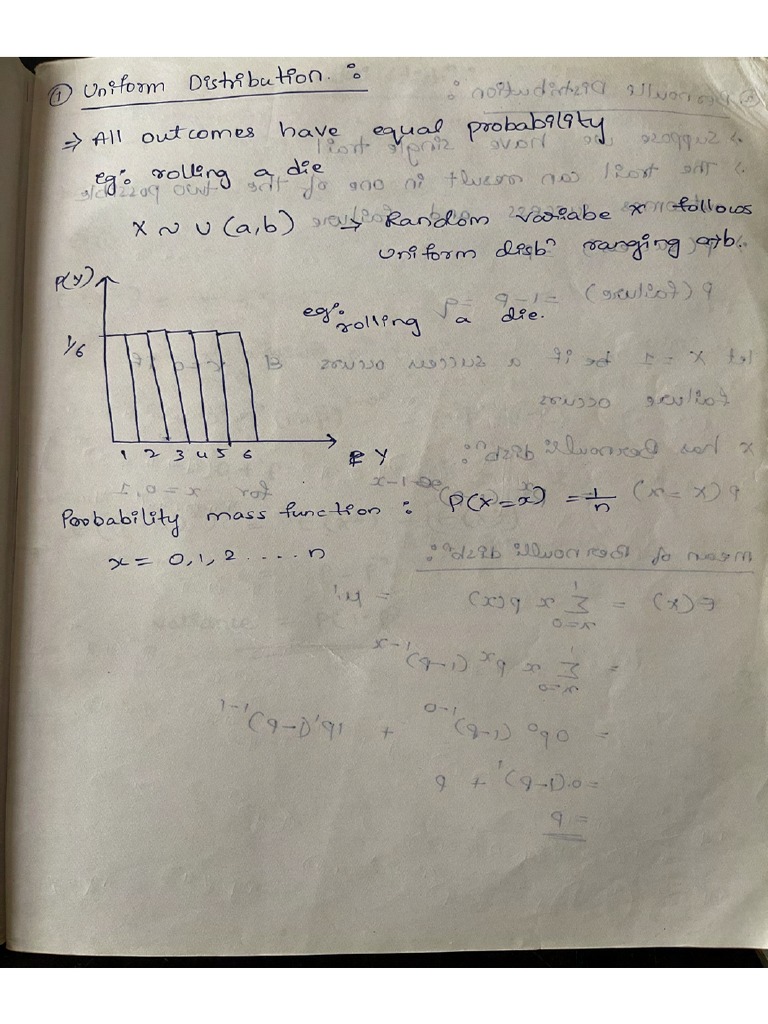 Probability distributions 2nd sem handwritten notes | PDF