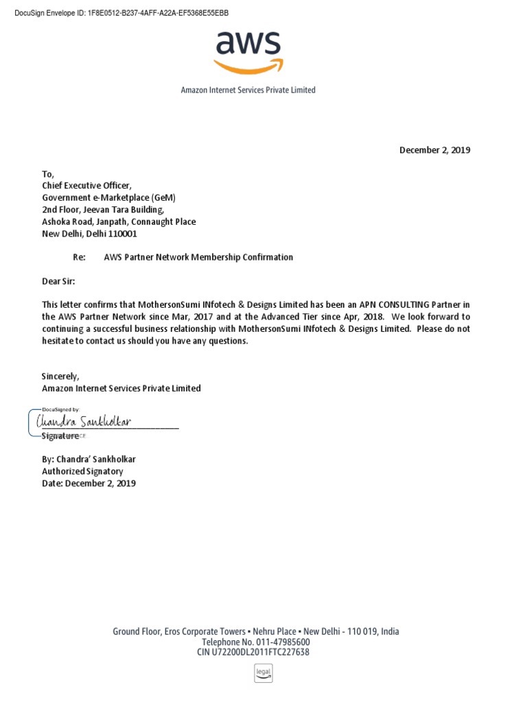 MothersonSumi INfotech & Designs Limited - APN Confirmation Letter | PDF