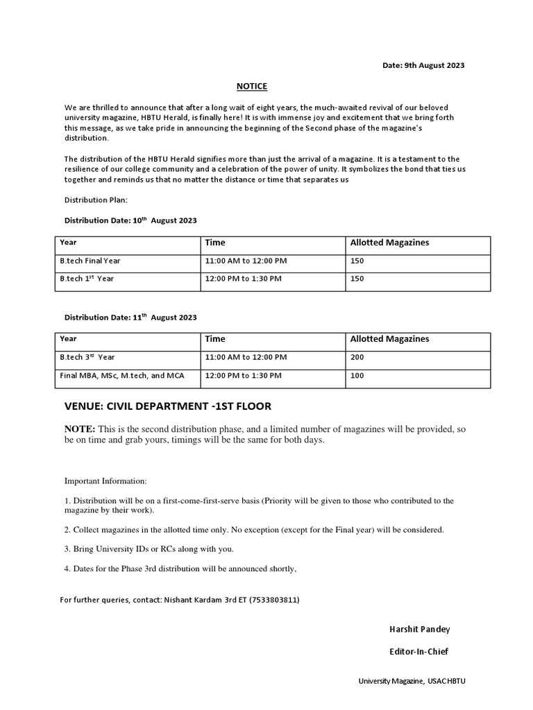 Magazine Distribution Phase-2 NOTICE | PDF
