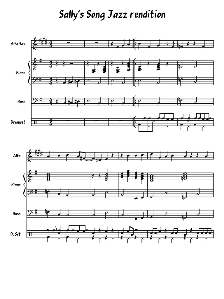 Sally's Song Jazz Rendition Score - Parts | PDF