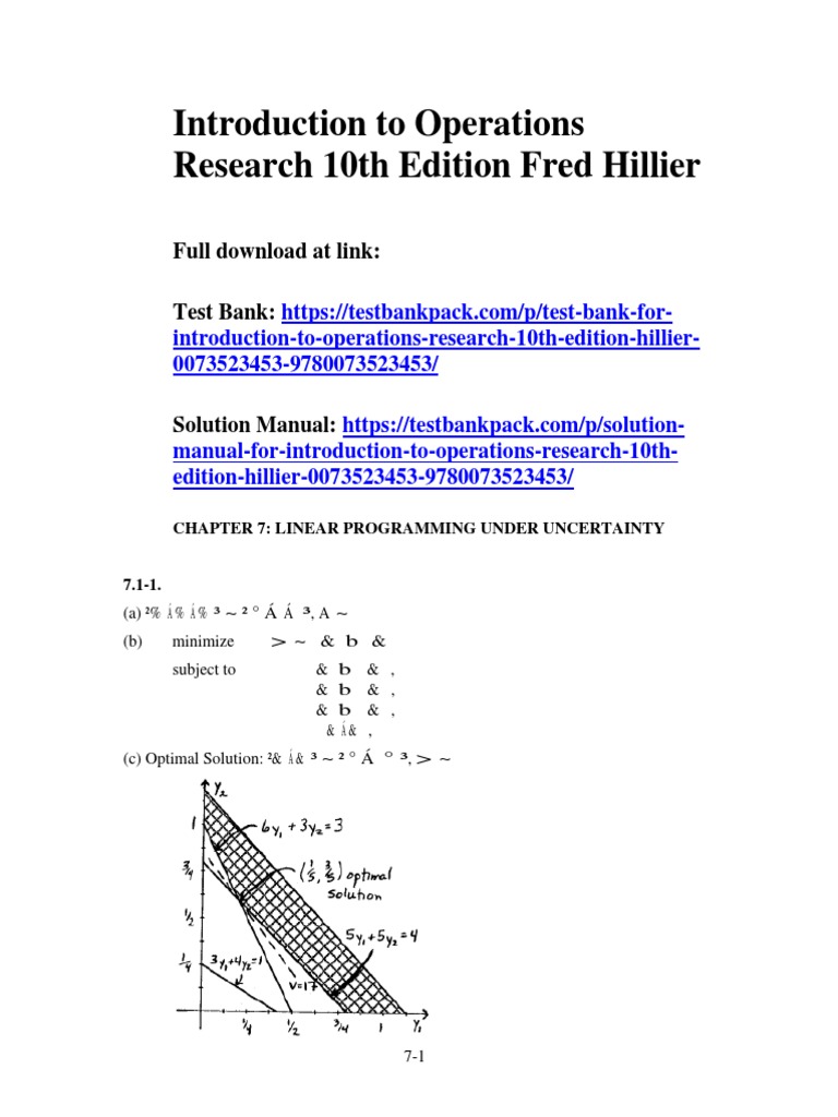 Introduction To Operations Research 10th Edition Fred Hillier Solutions Manual 1 | PDF | Linear ...
