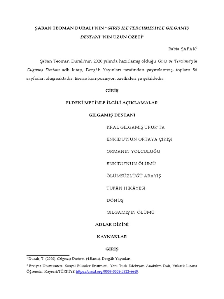 ş. Teoman Durali- Gilgamiş Destani | PDF