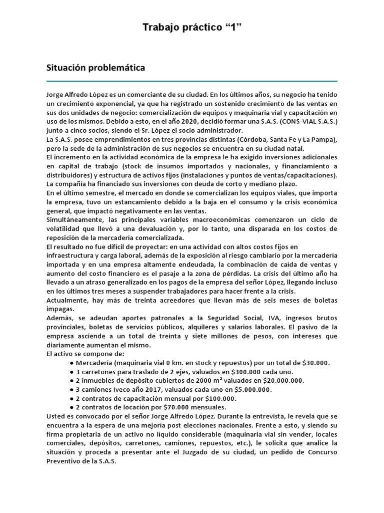 TP1 - Situación Problemática | PDF | Business | Economias