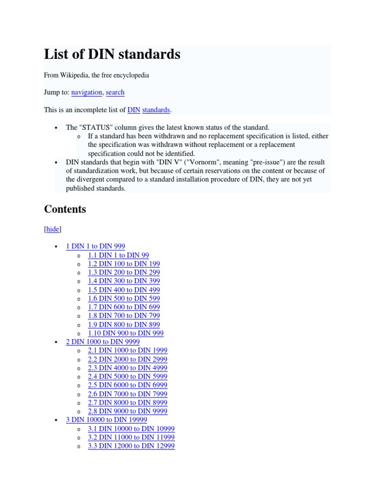 List of Din Standard | PDF