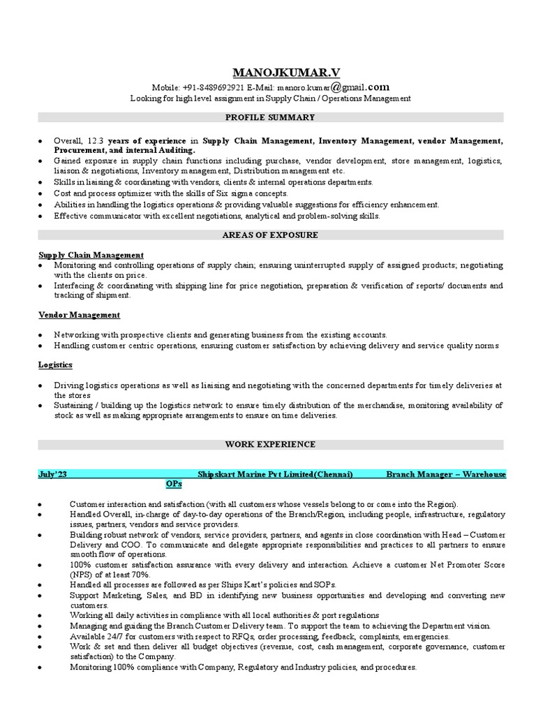 Manoj Resume | PDF