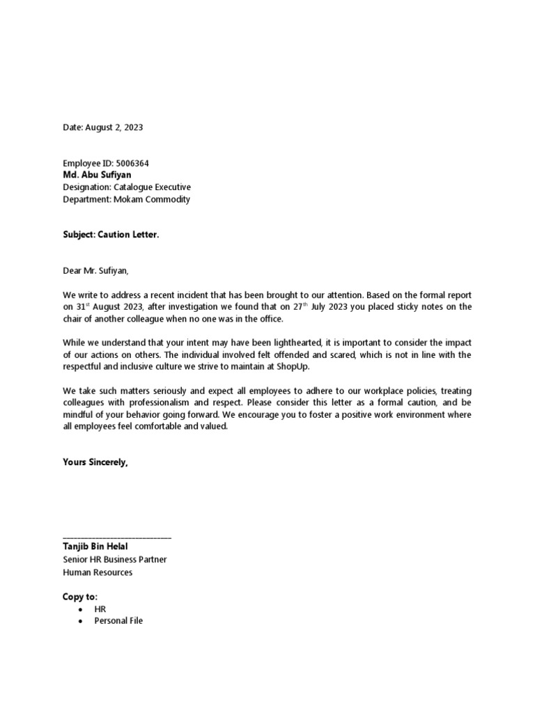 Draft-Caution-Letter-5006364 | PDF