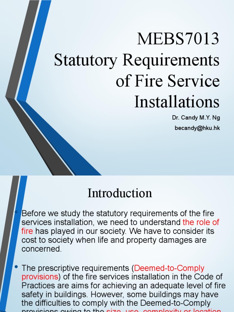 Session 01 - Statutory Requirements of Fire Service Installations | PDF
