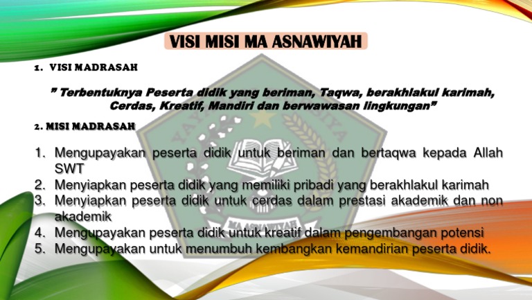 Visi Misi Madrasah | PDF
