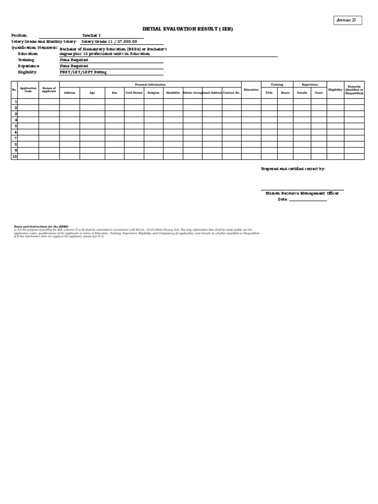 Annexes and Forms Rsa | PDF