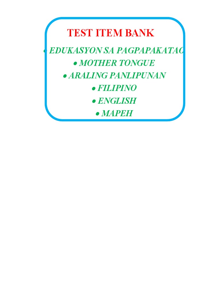 Test Item Bank | PDF