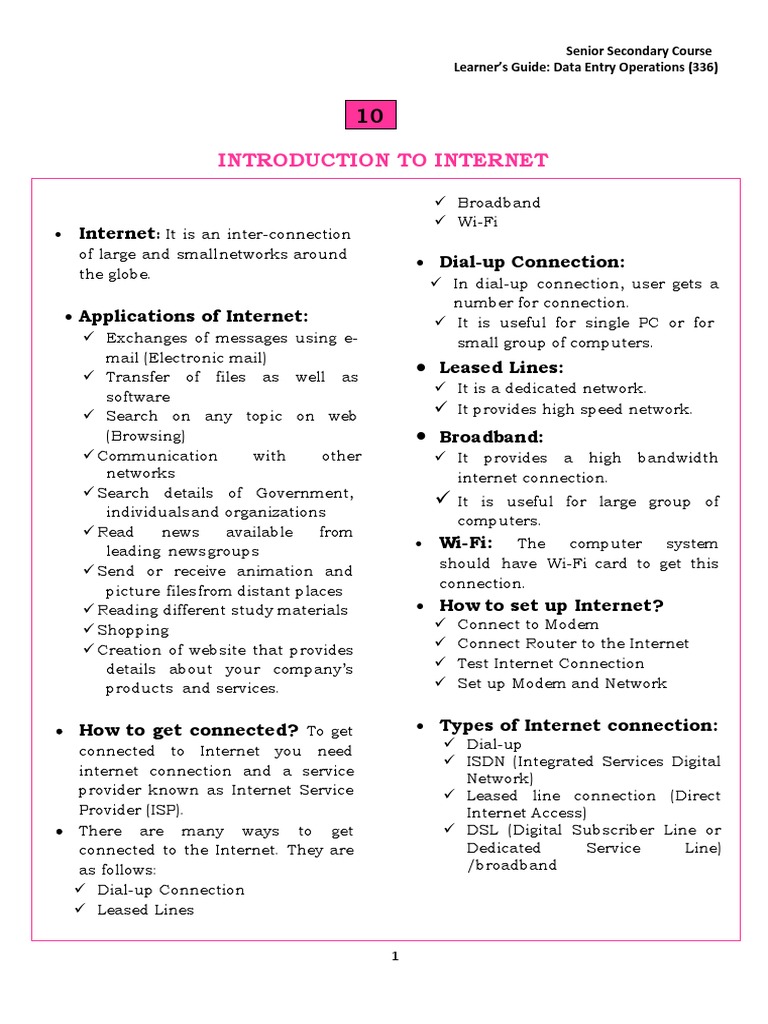 Introduction To Internet: Internet Dial-Up Connection | PDF | World Wide Web | Internet & Web