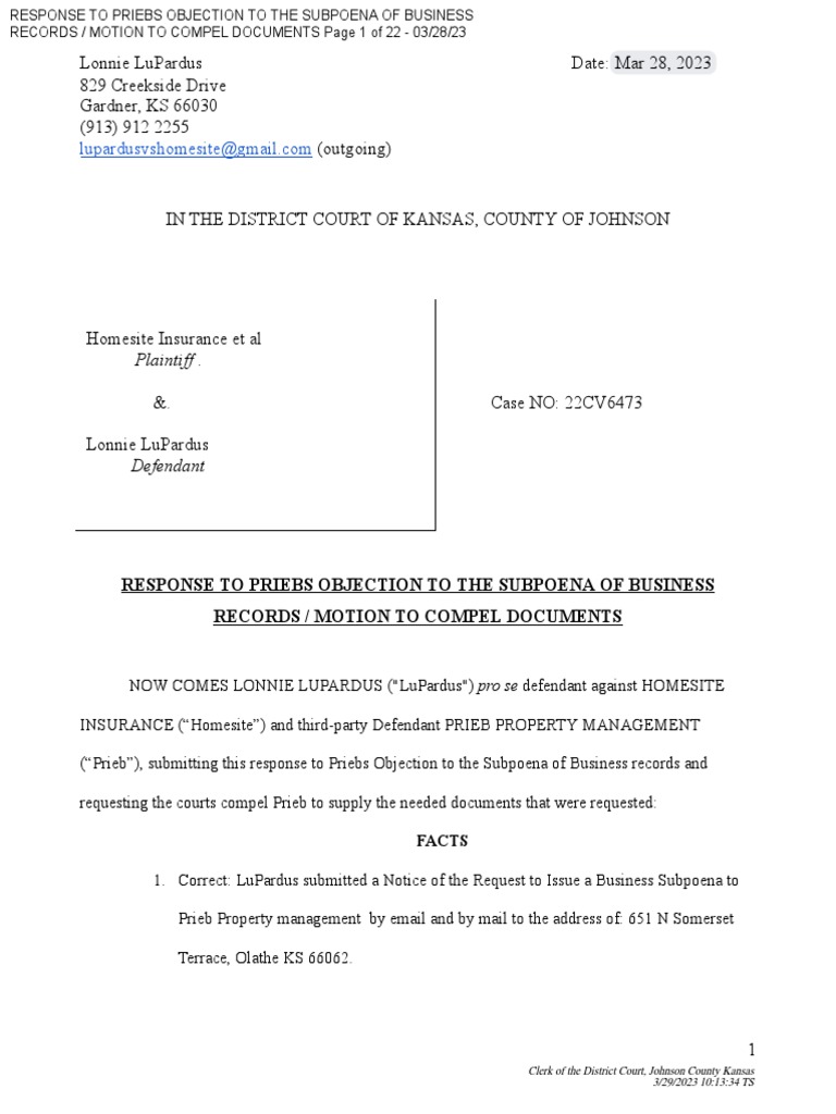 2023.03.29 - Doc. 100 Def Response To Prieb Objection To BRS - Mot To ...