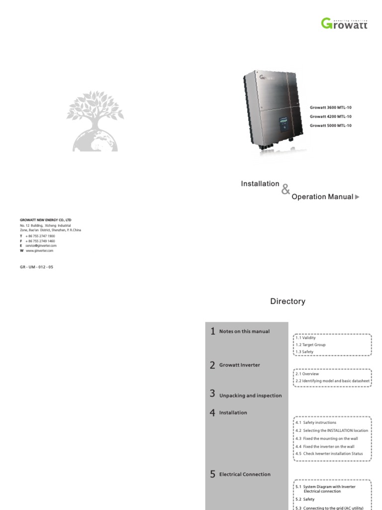 Growatt 3600 5000MTL10 Manual | PDF | Photovoltaics | Power Inverter