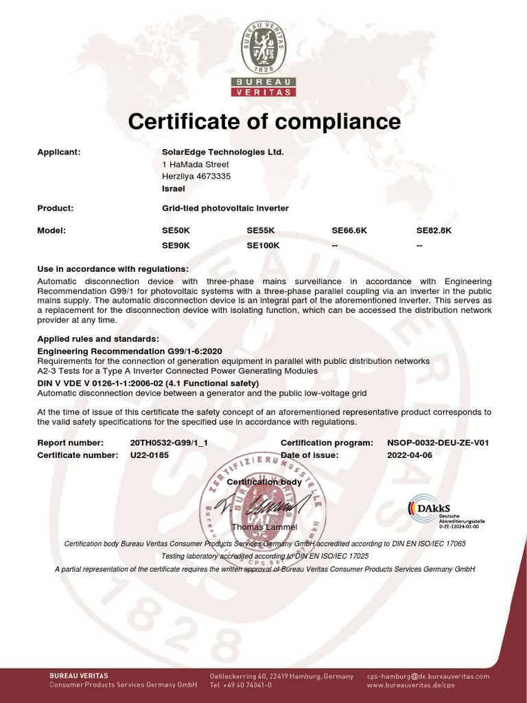 SE SolarEdge Three Phase Inverter With Synergy Technology G99 ...