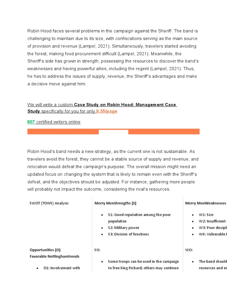 Case Study On Robin Hood: Management Case Study: 9.35/page | PDF