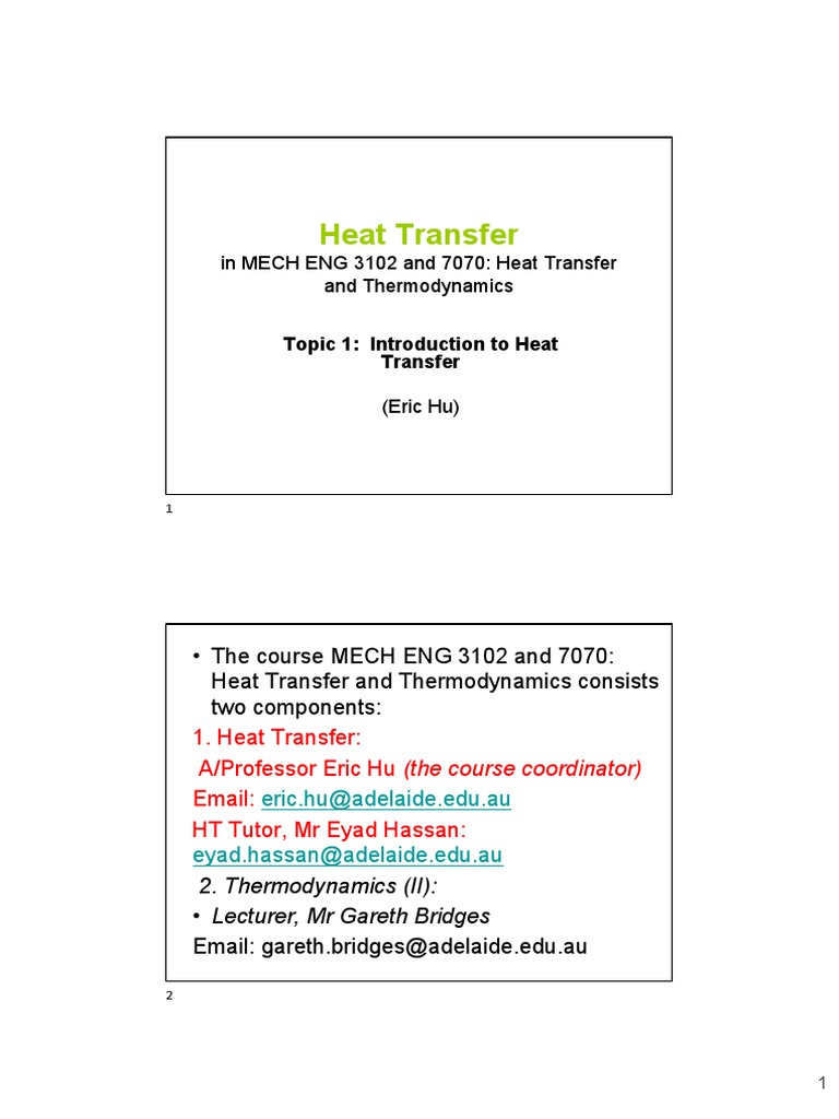 Ht Full Lecture Notes 2023 Pre Final Version Pdf