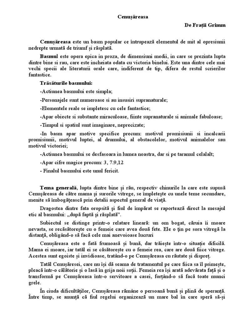 Cenușăreasa Basm GFJD | PDF