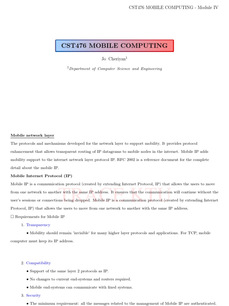 Cst476 Mobile Computing 4 | PDF | Technology & Engineering