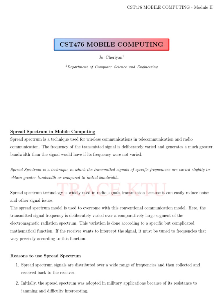 Cst476 Mobile Computing 2 | PDF | Communications Satellite | Channel Access Method