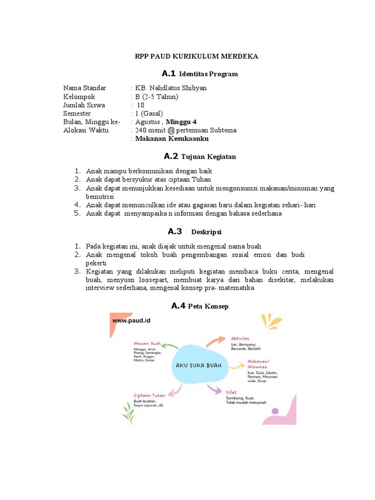 RPP Paud Kurikulum Merdeka | PDF
