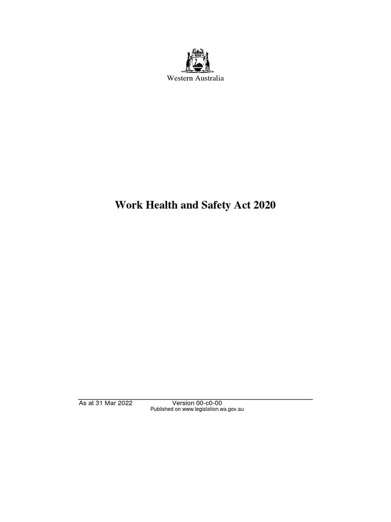 Work Health and Safety Act 2020 | PDF | Prosecutor | Occupational ...