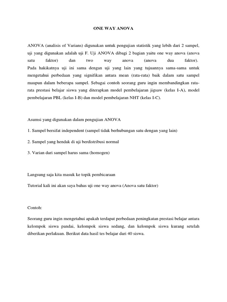 One Way Anova | PDF