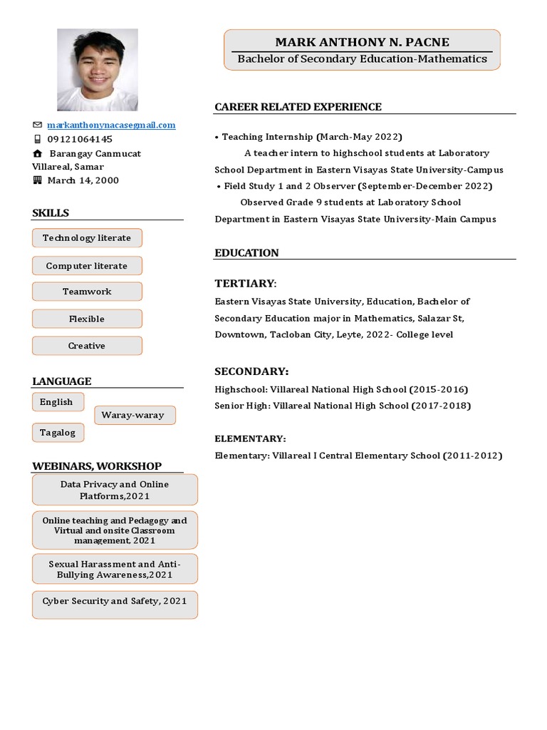 Resume of Mark Anthony N. Pacne | PDF