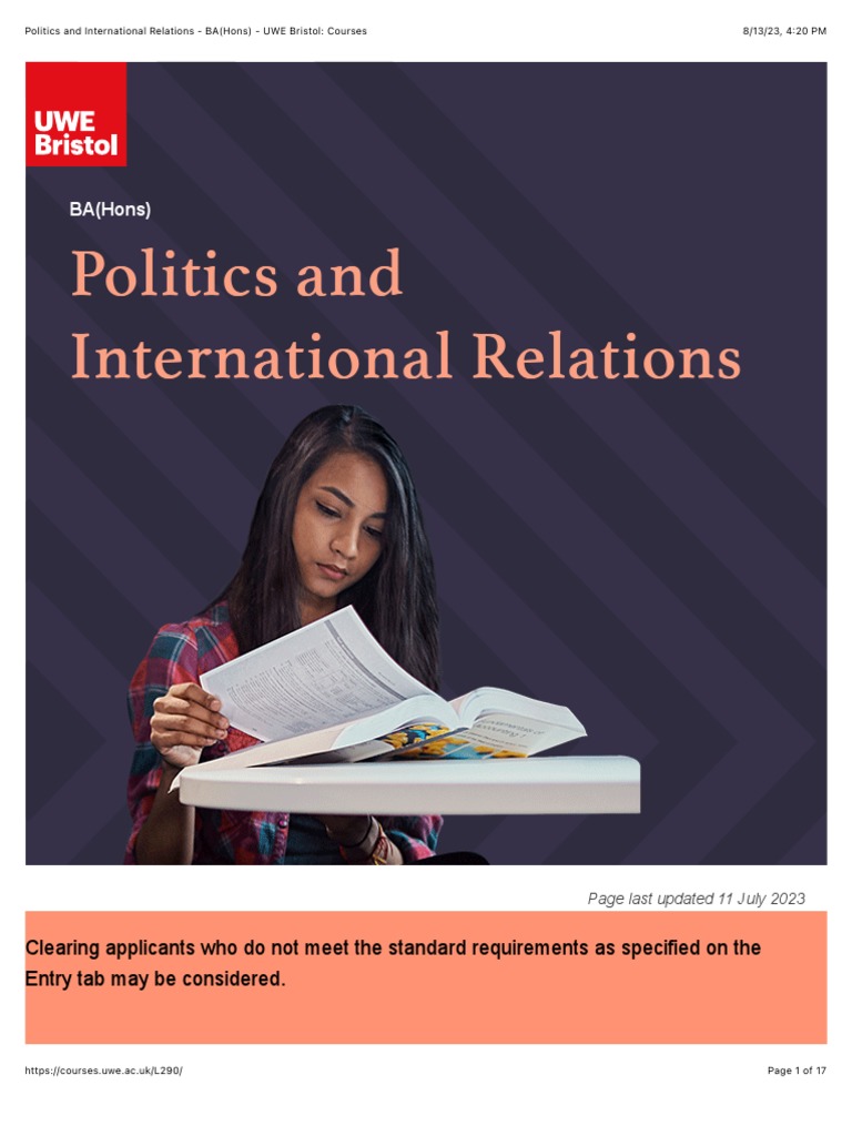 Politics and International Relations - BA (Hons) - UWE Bristol: Courses ...