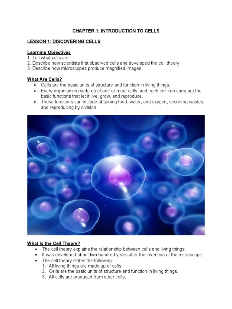 Discovering Cells Gr 7 Lesson Notes Pdf