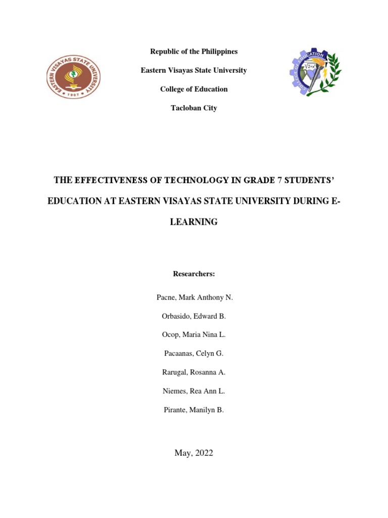 Cbar (The Effectiveness of Technology in Grade 7 Students' Education at Eastern Visayas State ...