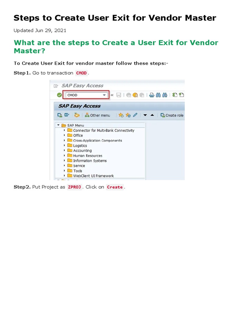 How To Create User Exit For Vendor Master | PDF