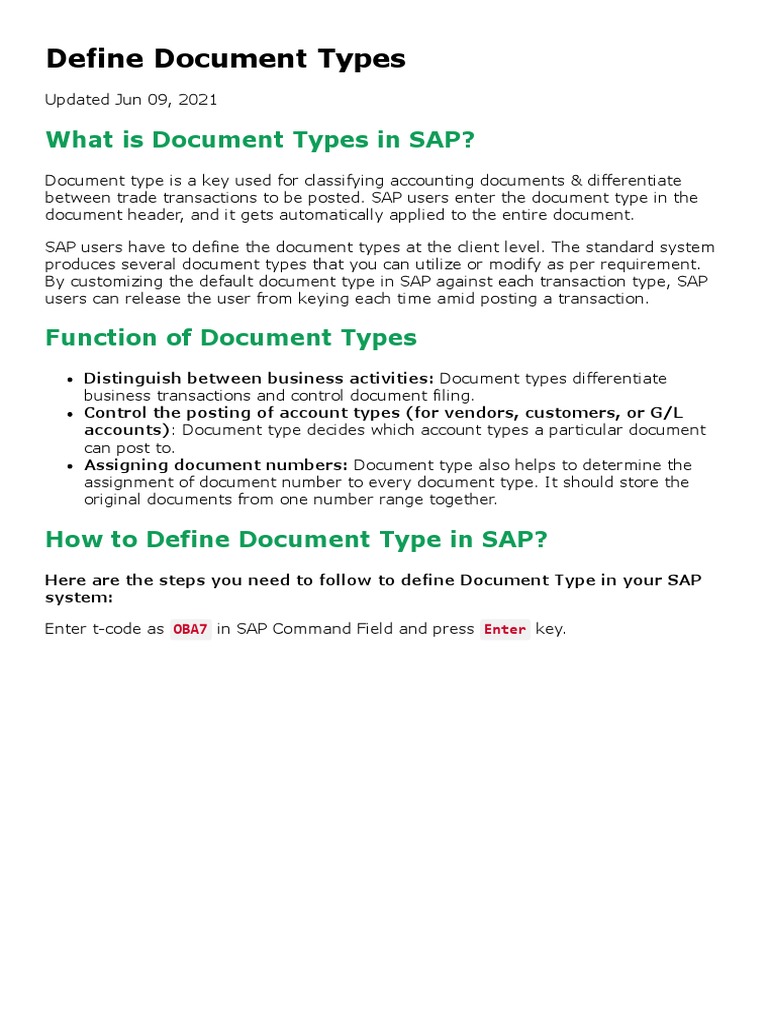 How To Define Document Types In Sap Fi Pdf