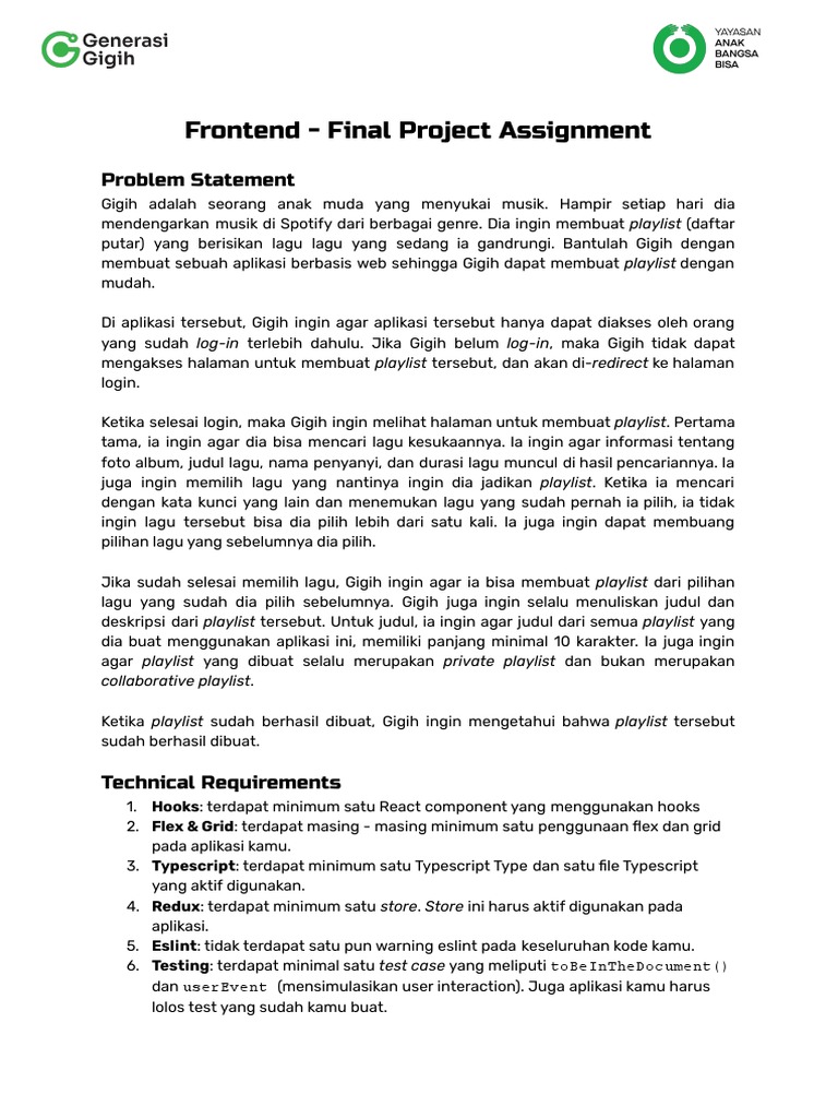 GG 2.0 Front End Class Final Project | PDF