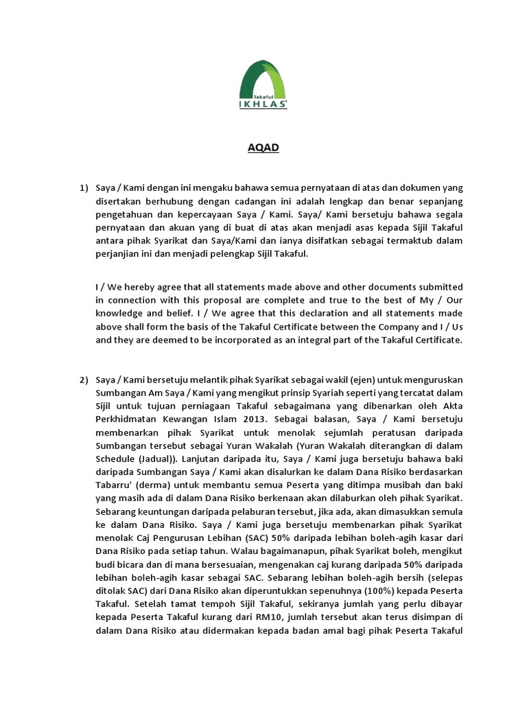 Aqad & Declaration1 | PDF