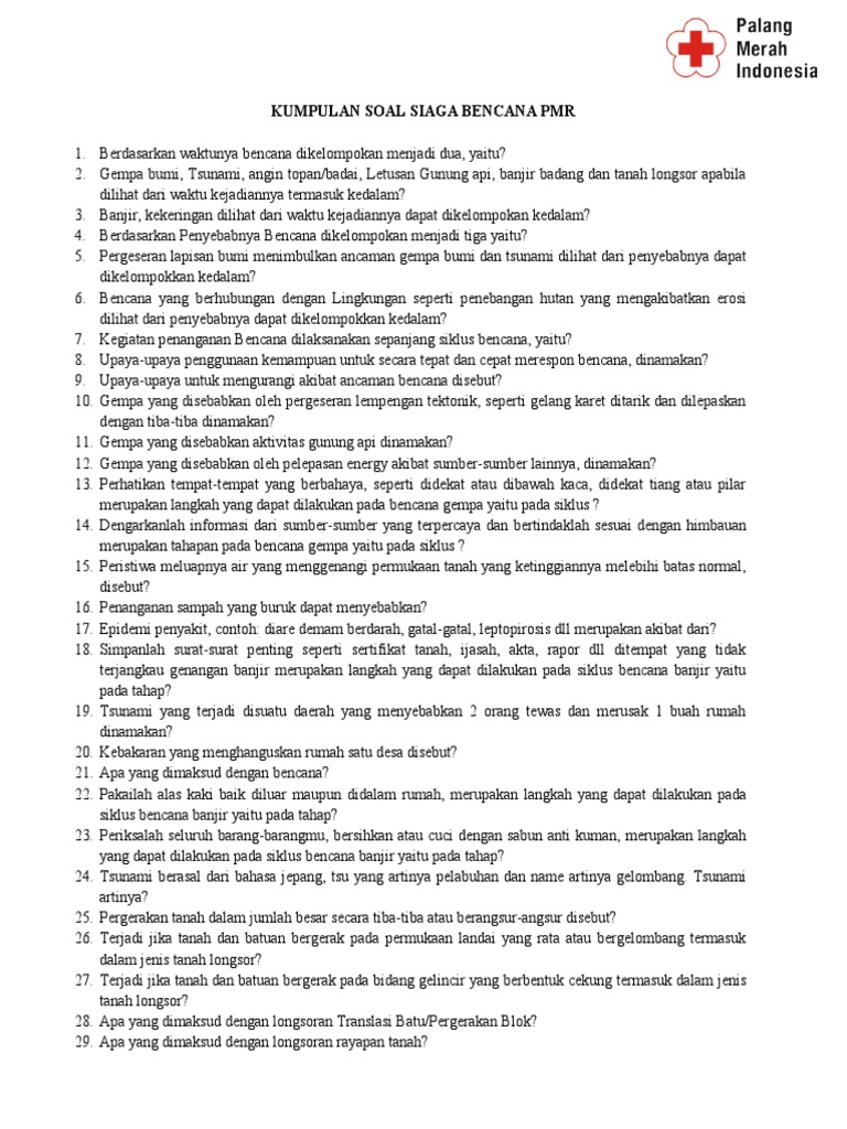 KUMPULAN SOAL SIAGA BENCANA PMR | PDF
