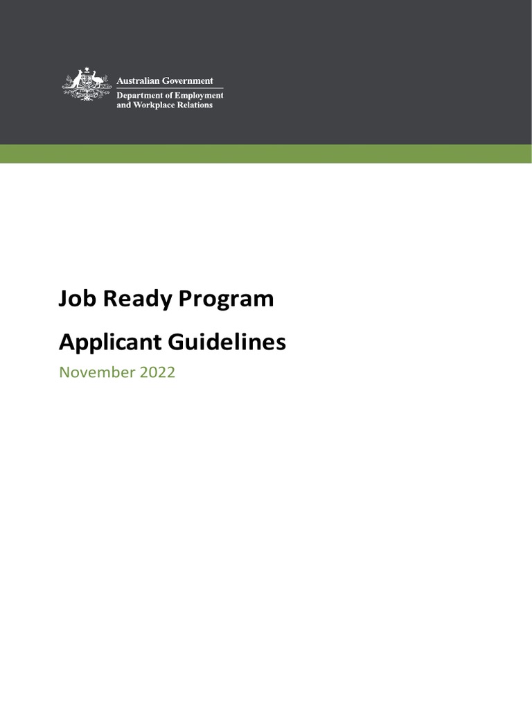 Job Ready Program Guidelines | PDF
