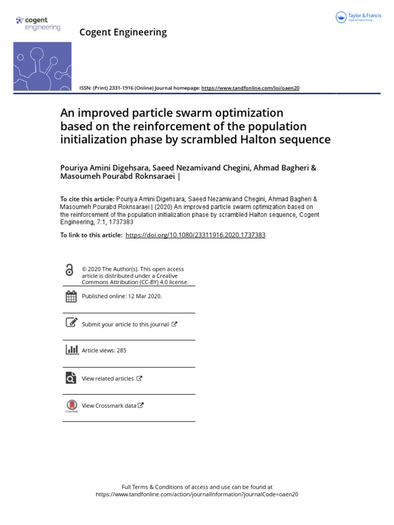 20 An Improved Pso Based On The Reinforcement Of The Population Initialization Phase By