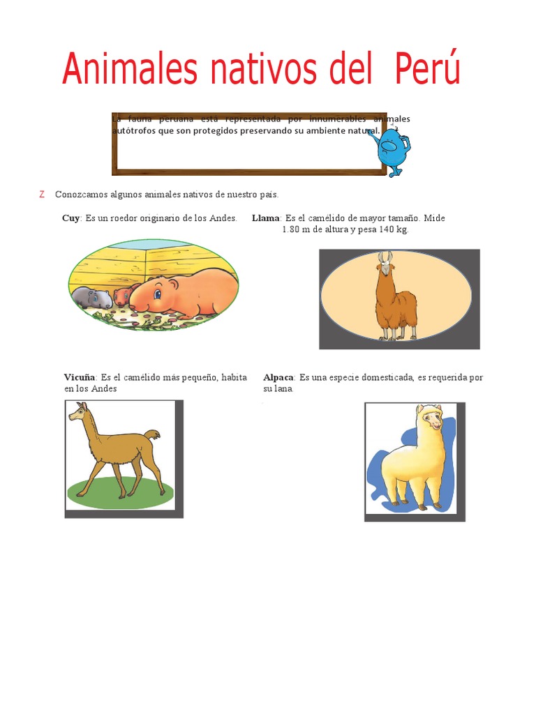 FICHA-Animales nativos del Perú | PDF | Lana | Familias de mamíferos